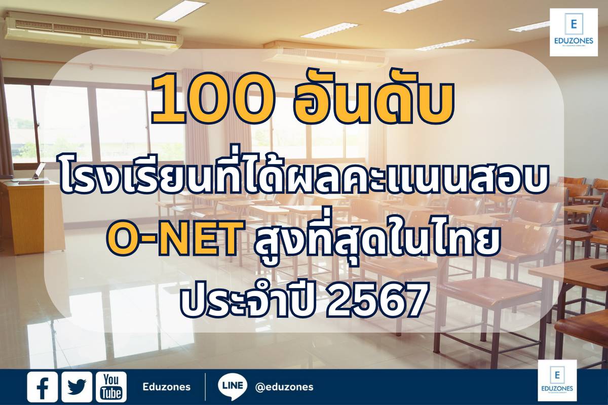 100 อันดับ โรงเรียนที่ได้ผลคะแนนสอบ O-NET สูงที่สุดในไทย ประจำปี 2567 | Eduzones | LINE TODAY