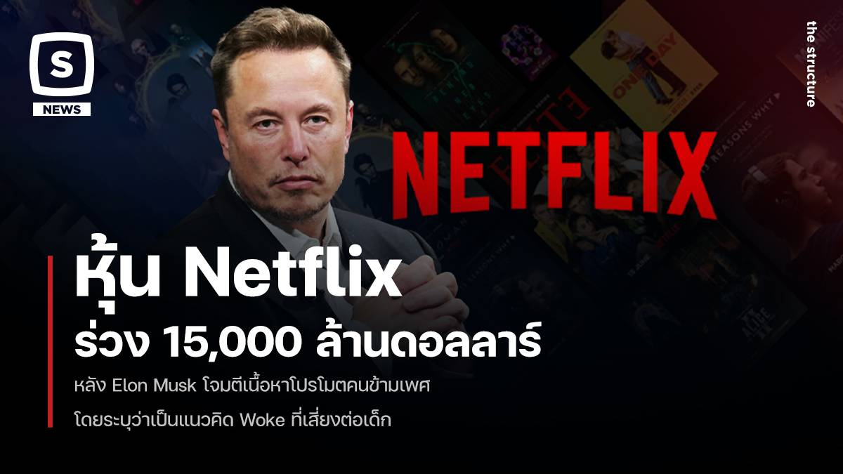 หุ้น Netflix ร่วง 15,000 ล้านดอลลาร์ หลัง Elon Musk โจมตีเนื้อหาโปรโมต ...
