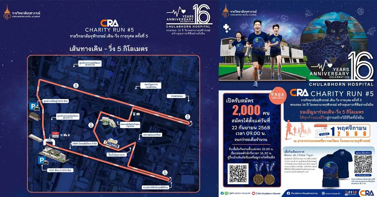 ราชวิทยาลัยจุฬาภรณ์ เดิน-วิ่ง การกุศล ครั้งที่ ๕ CRA Charity Run#5 เปิด ...