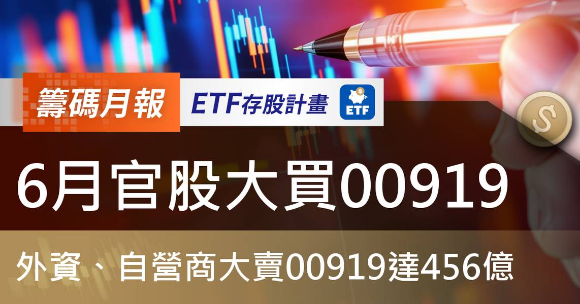 【ETF籌碼月報】6月官股大買00919，外資、自營商大賣00919達456億 | CMoney | LINE TODAY