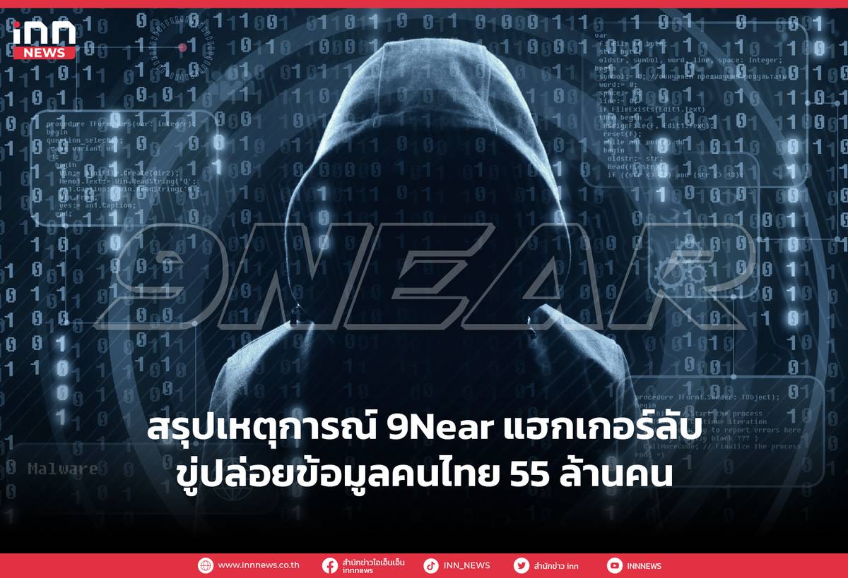 สรุปเหตุการณ์ 9Near แฮกเกอร์ลับขู่ปล่อยข้อมูลคนไทย 55 ล้านคน | INN News ...