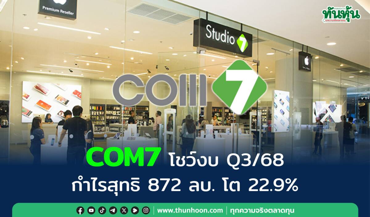 COM7 โชว์งบ Q3/68 กำไรสุทธิ 872 ลบ. โต 22.9% | ทันหุ้น | LINE TODAY