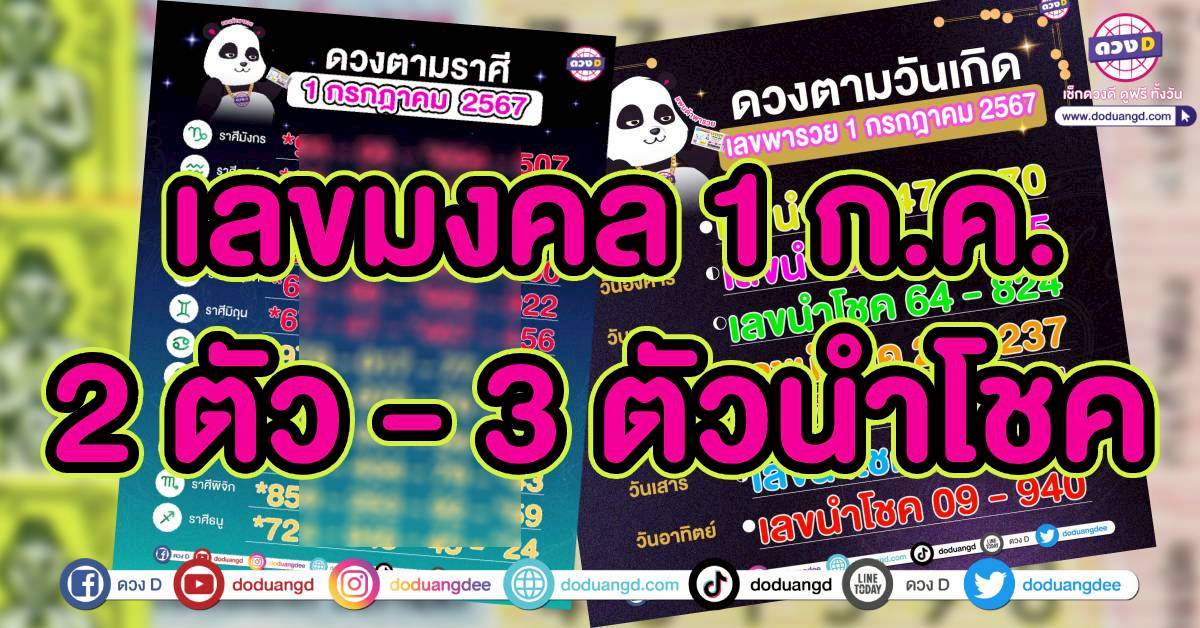 เปิดอันดับราศีโอกาสถูกหวย เลขนำโชค 12 ราศี 1 กรกฎาคม 2567 | ดวง D | LINE TODAY